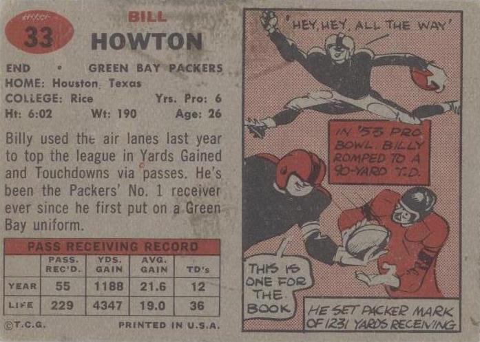 1957 Topps Billy Howton #33 for sale | eBay