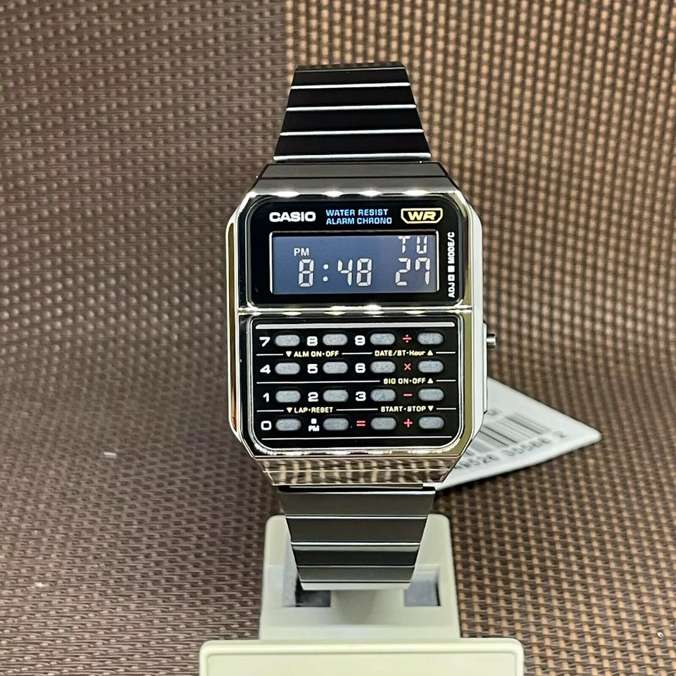 Casio Vintage Digital Calculator Stainless Steel Quartz CA-500WEGG-1B ...