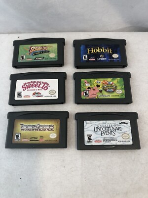 Lot of 6 Gameboy Advance Games: Pirates, Scooby Doo, Hobbit, Spongebob ...