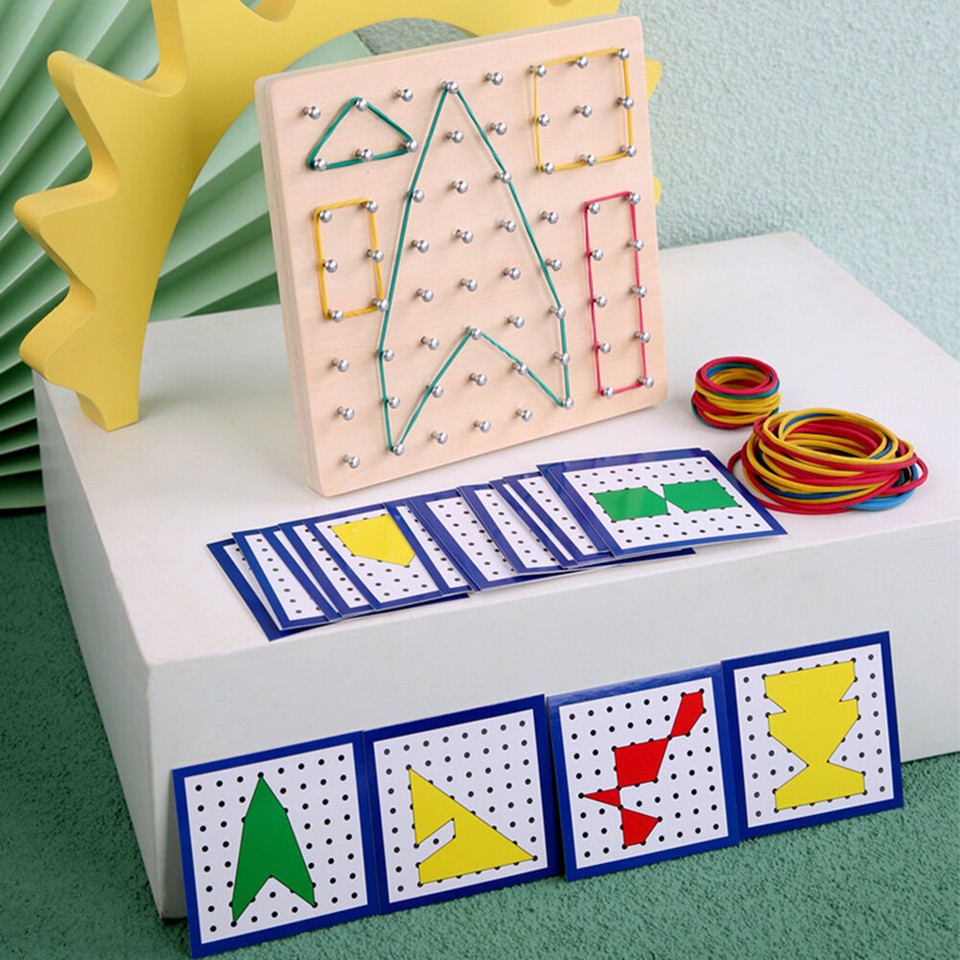 Wooden Geoboard Geometry Board Matrix 8x8/7x7 for Kids 3 Years Old and ...