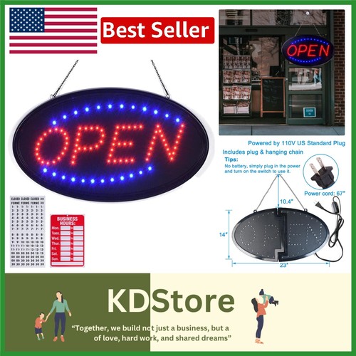Flashing LED Open Sign with Custom Business Hours, 23" x 14" - Attract ...