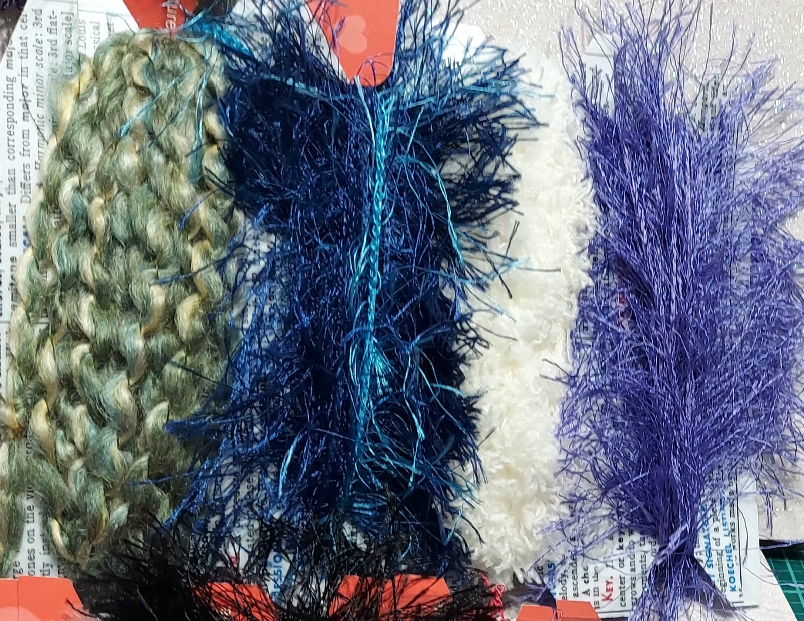 10 diff FIBERS & TRIMS: FUN FUNKY FUZZY FURRY FABULOUS 3 yds ea 30 yds ...