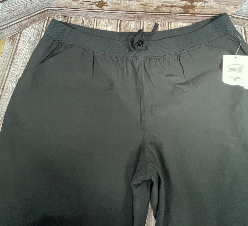 DANSKIN NOW Women's Plus XXL (20) Black Woven Capri Pants Elastic Waist ...