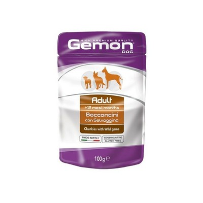 GEMON Adult chunks with wild game - Wet food for dogs 24x100 g | eBay