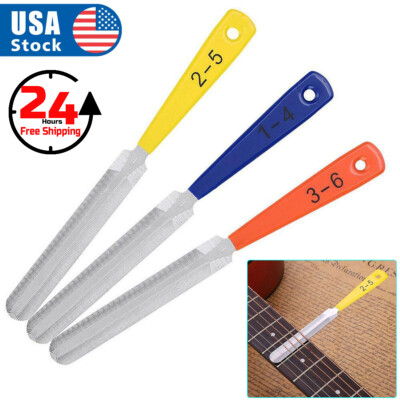 3pcs Guitar Double Sided Nut File Fret Crowning Slot Filing Luthiers ...