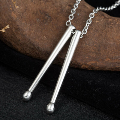 Percussion Drums Sticks Pendant Necklace Stainless Steel Musical ...
