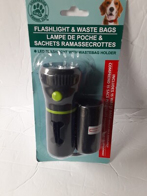 LED Flashlight With DOG Waste Bag Holder and 15 bags - BLACK | eBay