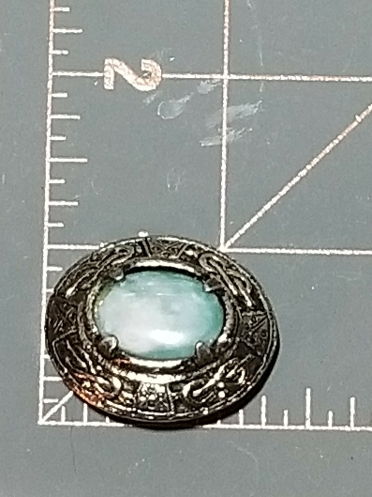 Vintage Jacobite Celtic Knot Twist Oval Brooch Pin - Gem