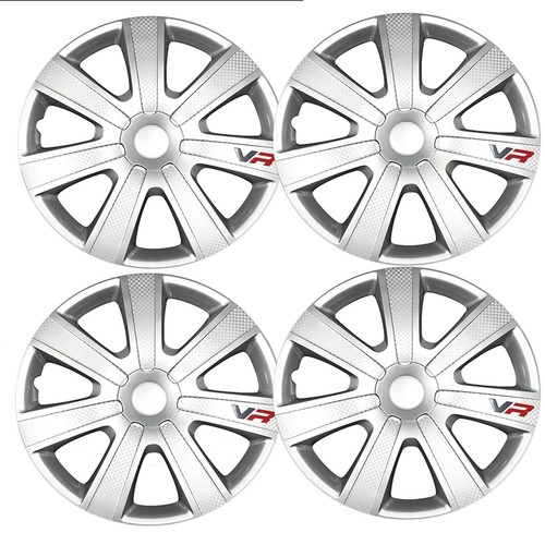 4 x 16" Alloy Look Grey VR Carbon Effect MultiSpoke Wheel Trims Hub ...