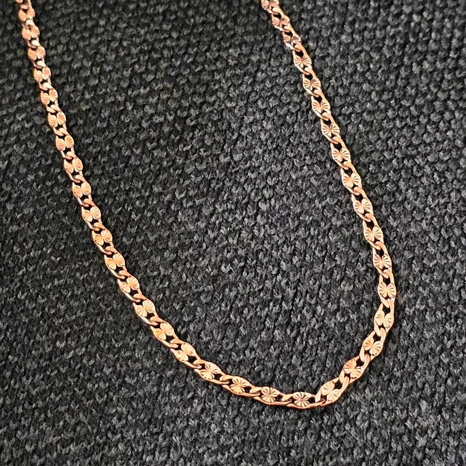 Pure Solid Copper Cuban Chain Necklace Curb Link Arthritis Therapy ...