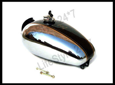 Royal Enfield Bullet Custom Deluxe Petrol Tank Chromed Black | eBay UK