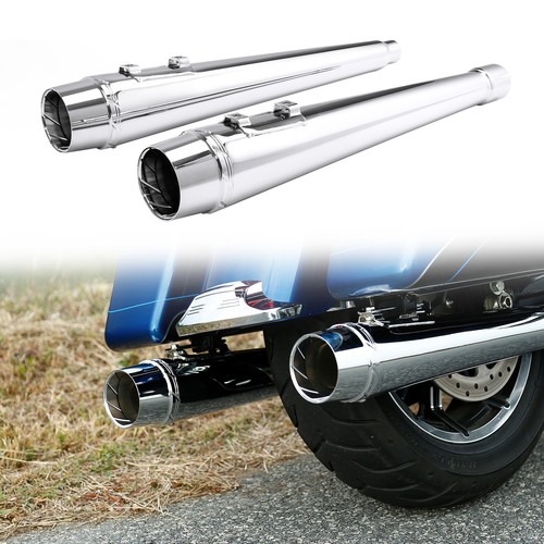 4inch Chrome Megaphone Exhaust Pipes Slip-On Mufflers Fit For Harley ...