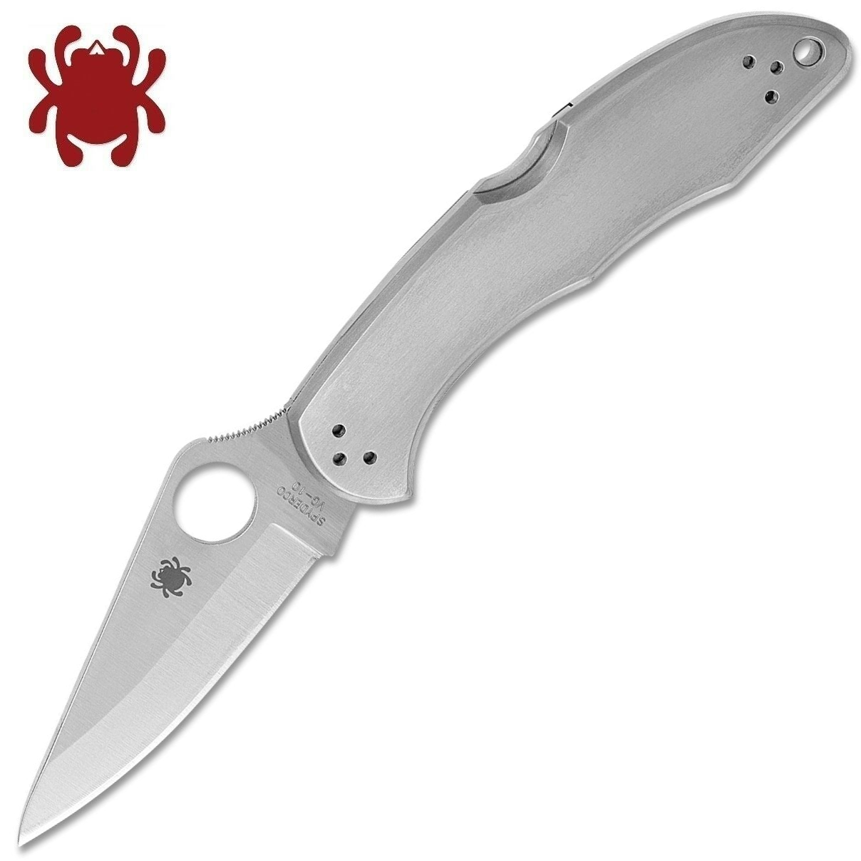 Spyderco Delica 4 VG10 Satin Plain Blade Stainless Steel Handles C11P ...