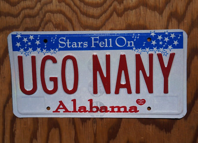 ALABAMA Vanity License Plate - UGO NANY | eBay
