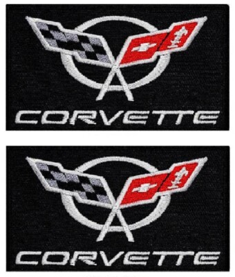 Corvette Racing Checkered Flags Embroidered Patch |2PC IRON ON OR SEW ...