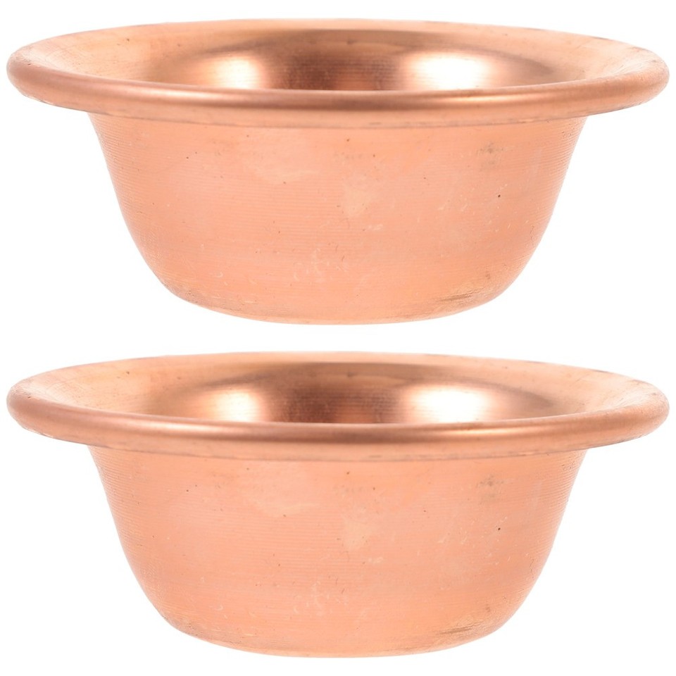 2 Pcs Small Copper Holy Water Offering Bowls For Buddhist Worship Altar ...