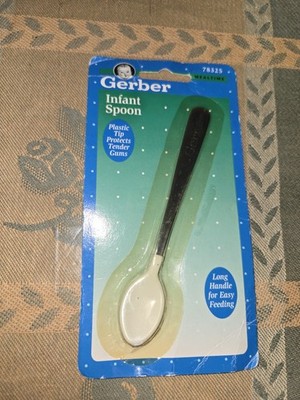 Vintage NEW SEALED 1999 Gerber Infant Spoon 1 Pack Plastic Tip Metal ...