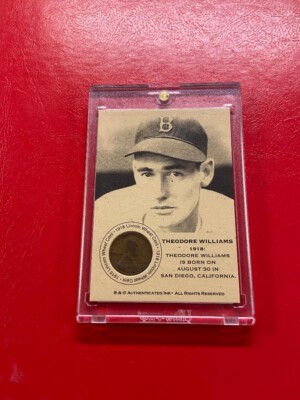 Authenticated Ink - Ted Williams 1918 Lincoln Wheat Cent Birth Relic ...