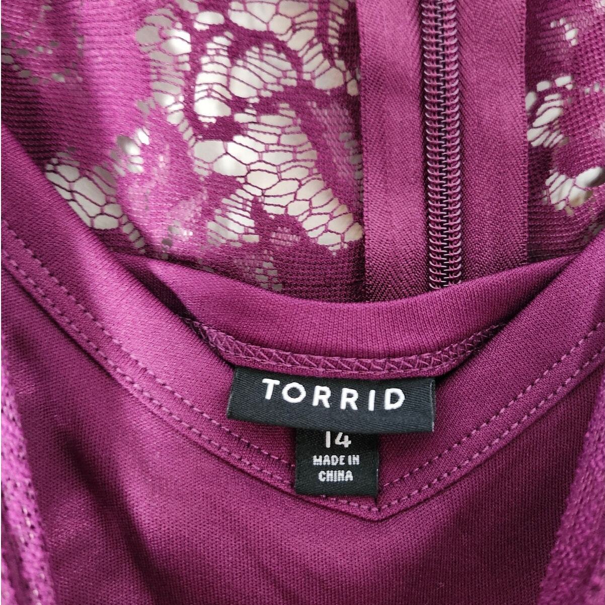 Torrid Midi Dress Plus Size 14 Plum Purple Floral Lace Inset Cocktail ...