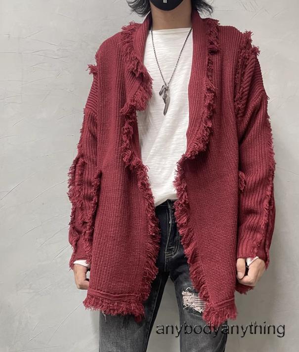Patchwork Retro Loose Fit Sweater Mens Cardigan Fashion Coat Casual ...