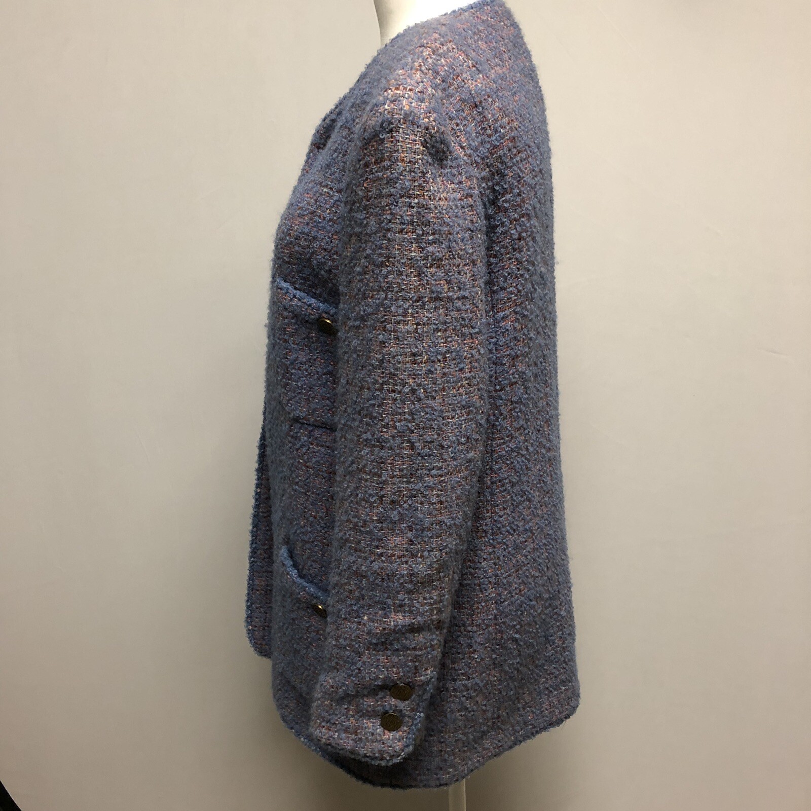 Vintage Chanel 97A Boucle Tweed Jacket Pink & Blue Mu… - Gem