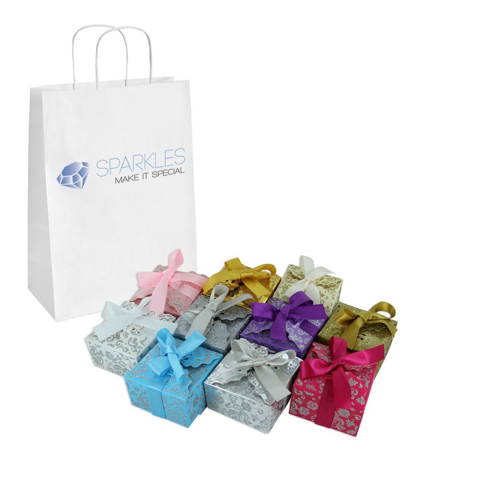 50 Matte Silver Small Ribbon Wedding Favor Gift Boxes Party Event Candy ...