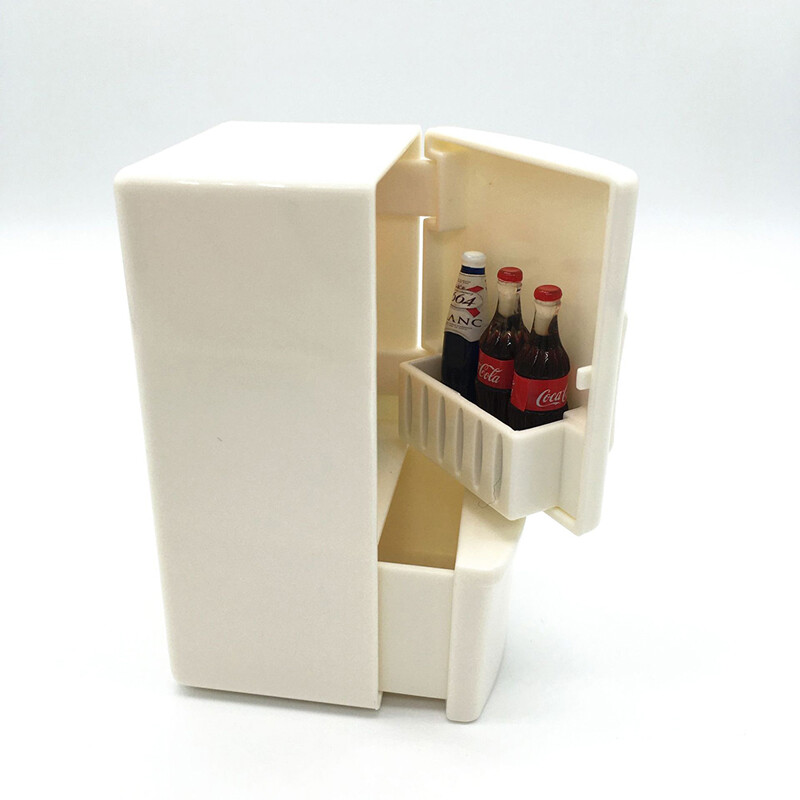 Dollhouse Miniature Kitchen White Wooden Fridge Refrigerator Freezer ...