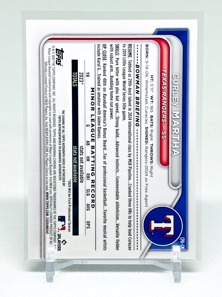 CURLEY MARTHA 2024 BOWMAN CHROME 1ST PURPLE REFRACTOR AUTO /250 SM1 | eBay