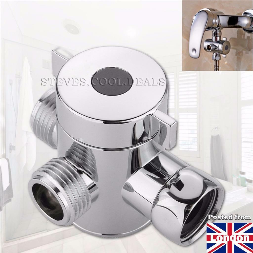 Three Way Shower Splitter T Adapter Diverter Flow Control Hand Shower ...