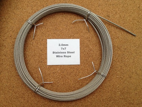 2mm x 10m Stainless Steel Wire Rope 7x7 49 Strand 18/8 304 INOX ...