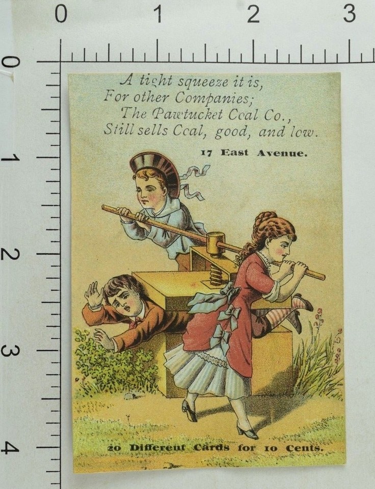 1880's Pawtucket Coal Co. Girls Crushing Boy in Vise Trade Card P112 | eBay