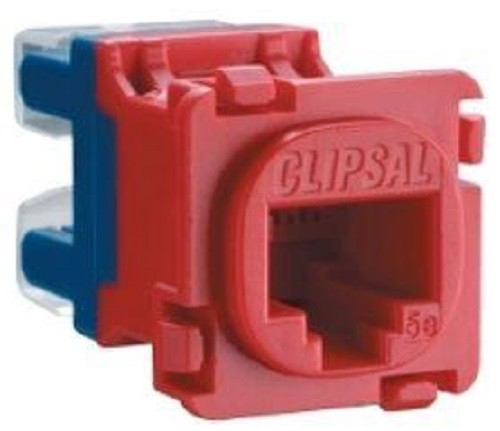 Clipsal CAT-5E UTP MODULAR SOCKET, RJ45 Connector, Red *Australian ...