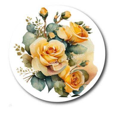 Yellow Roses Scrapbook Stickers Envelope Seals Floral Yellow Rose ...