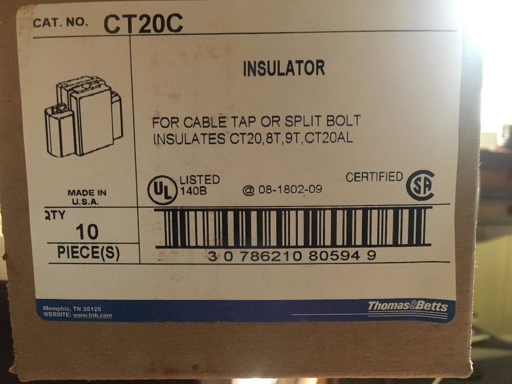 Thomas and Betts CT20C Cable Insulator Tap - one single insulator | eBay