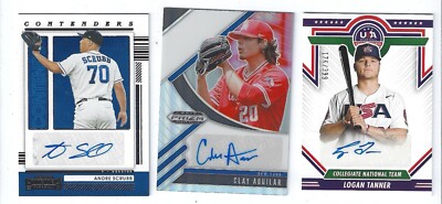 3 Baseball Autos: Andre Scrubb, Clay Aguilar, Logan Tanner | eBay