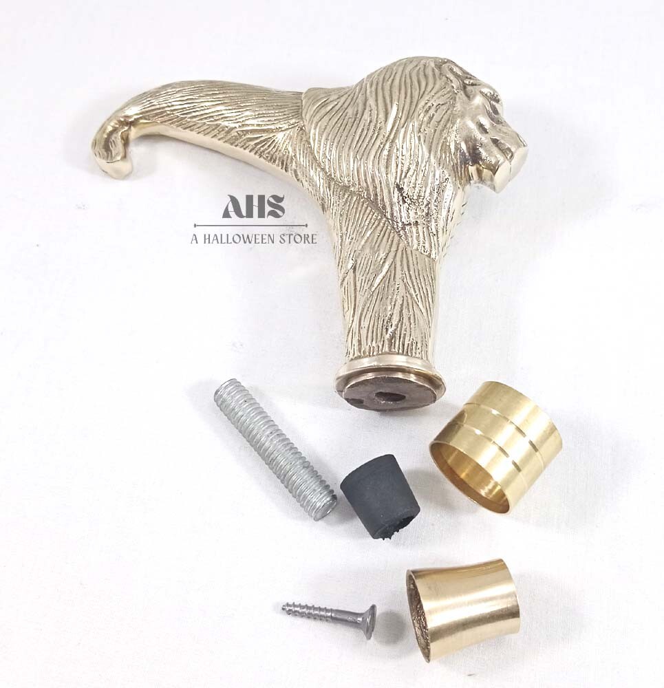 Solid Brass Lion Designer Head Handle for Walking Can… - Gem