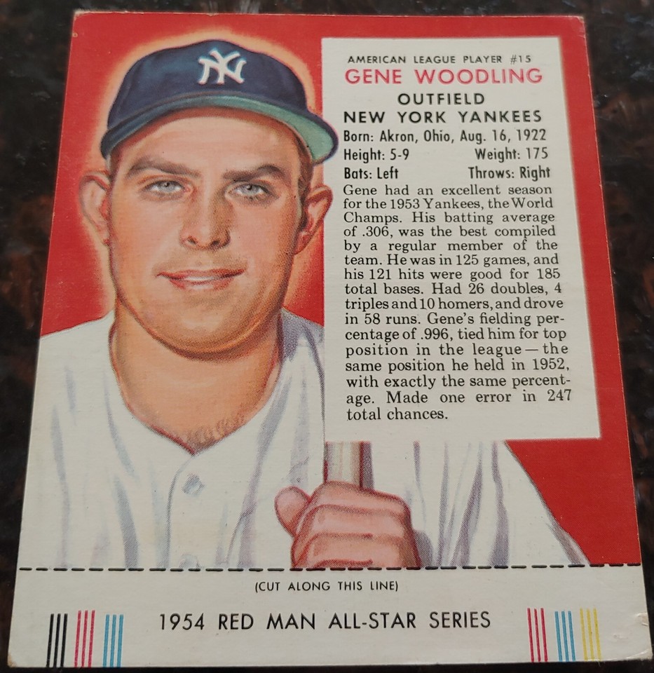 1954 Gene Woodling Red Man Cutout #15 MLB New York Yankees Pirates ...