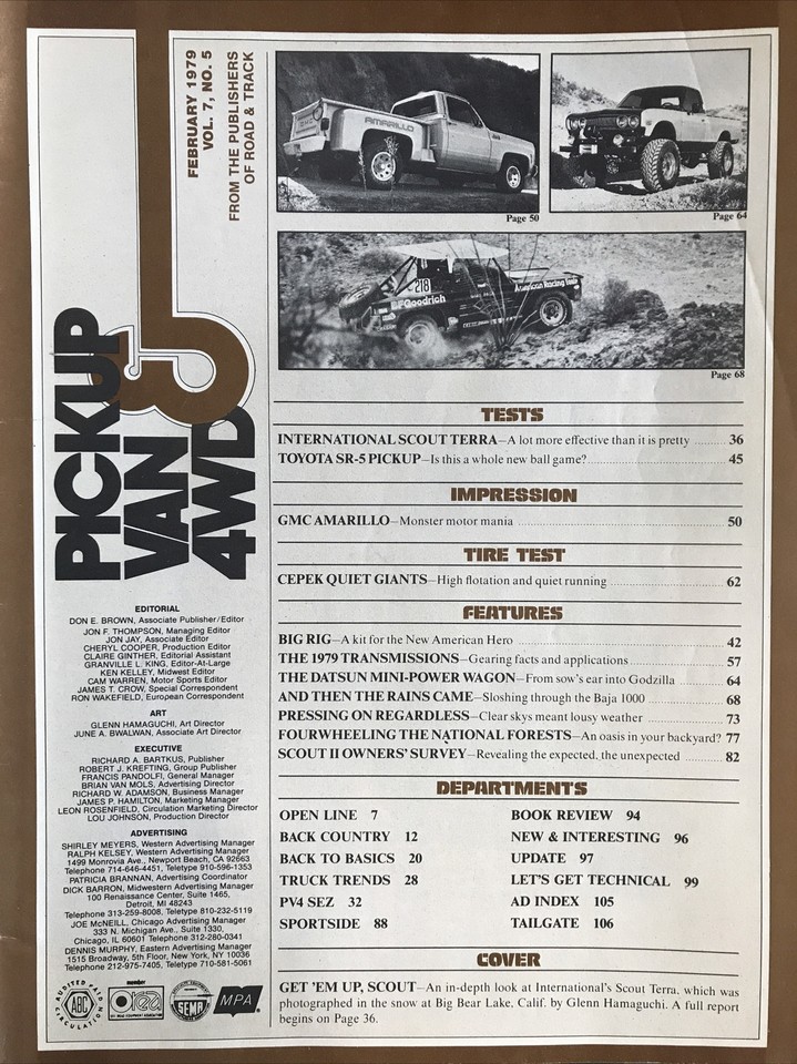 PICKUP VAN & 4WD MAGAZINE-FEBRUARY 1979-INTERNATIONAL SCOUT TERRA-GMC ...