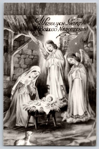 Postcard Angels Praying over Baby Jesus"You are the One" in Polish D-18 ...