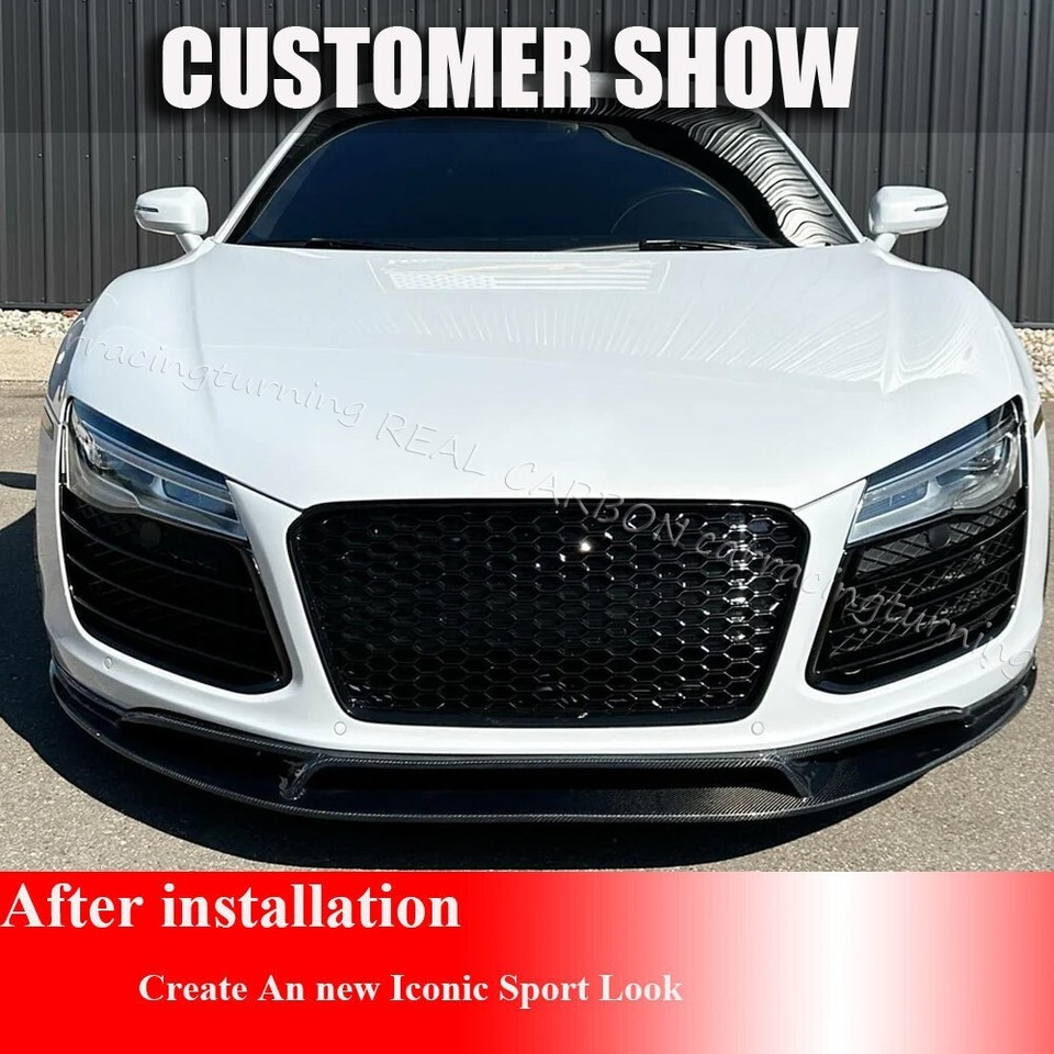 REAL CARBON Front Bumper Lip Chin Spoiler For Audi R8 GT V8 V10 2008-15 ...