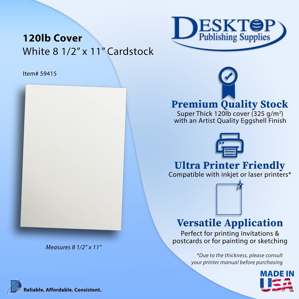 White 8.5" x 11" Cardstock - Blank SUPER Thick Paper - 100 Sheets ...