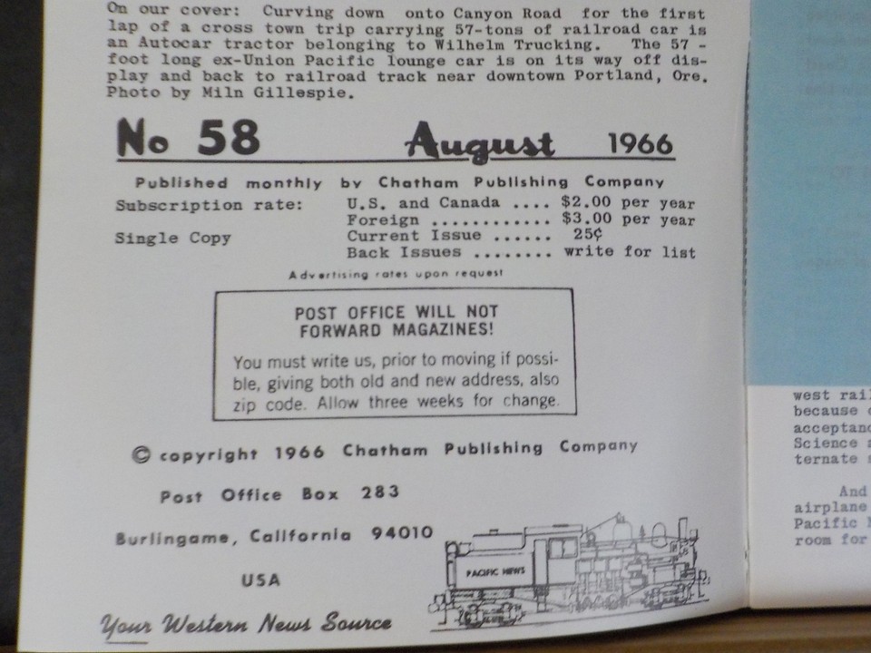 Pacific News #58 1966 August Peterson Lumber Co SP&S SP WP | eBay