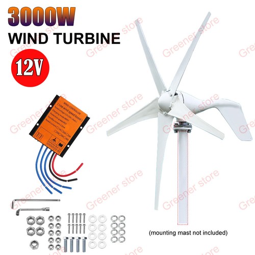 3000W 12V Wind Turbine Generator Home Use Free Power Kit with Charge ...