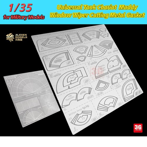 1/35 1/72 Tank Chariot Muddy Window/Wiper Cover Pre-cut Metal Gasket ...