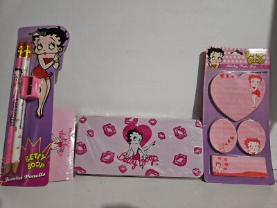 Betty Boop School/ Stationary Set. Pencils, Pencil Case, Sticky Notes ...