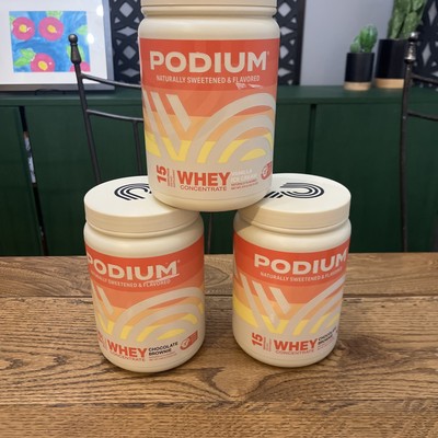SET OF 3 - Podium Nutrition Whey Protein Powder Chocolate & Vanilla 22g ...