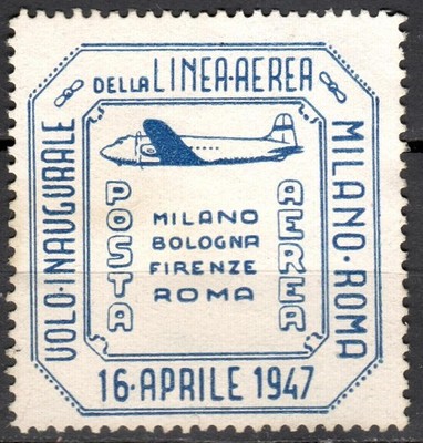 EI2168 Italy poster stamps - maiden flight Milano Roma 1947 | eBay