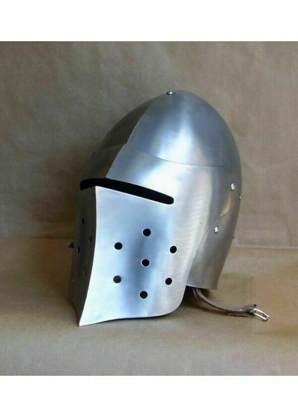 Handmade Medieval Combat Helmet W/ Hinged Visor European Horse Helmet ...