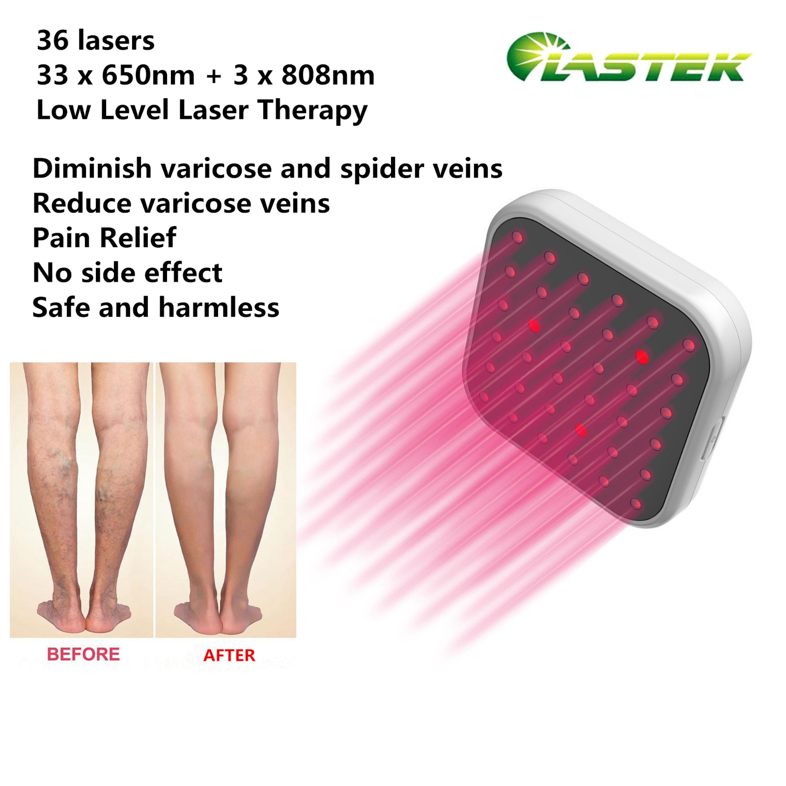 LASTEK Red Light 36 Lasers Therapy Device Pain Relief Wound Healing ...