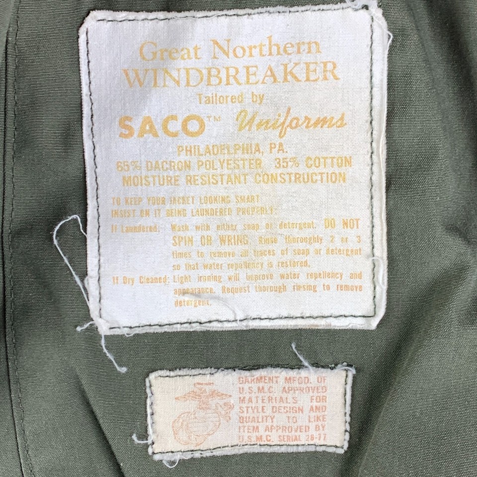 Vintage Military Jacket Mens 44L Green Windbreaker Saco USMC Scovill ...